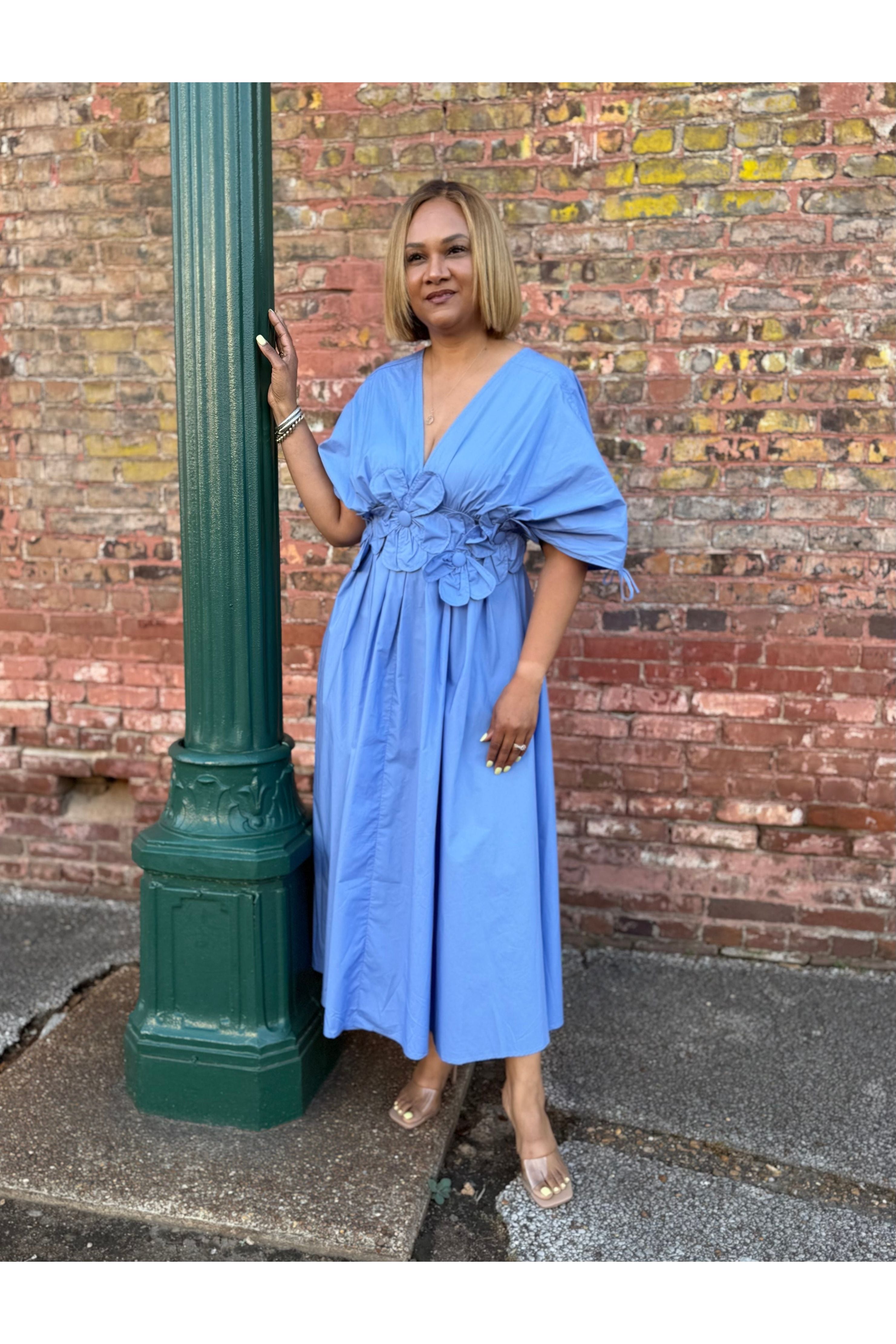 Celine Flower Waist Maxi Dress Blue – The Perfect Gift Shop & Boutique